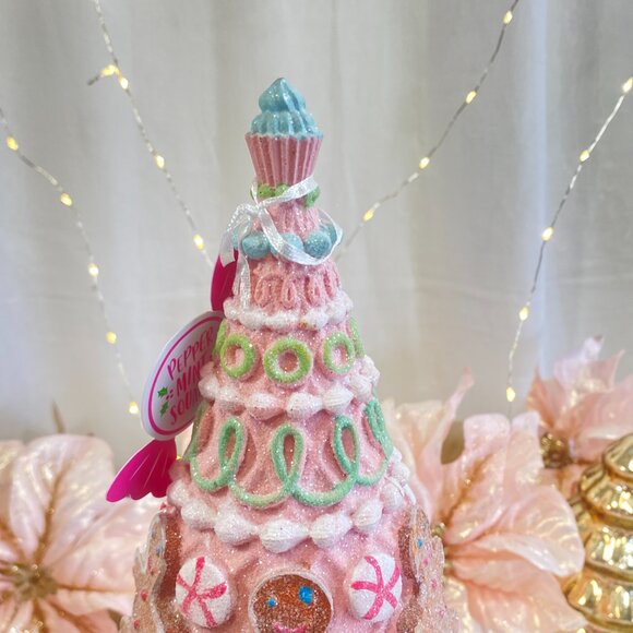 Holiday | Peppermint Square Pink Pastel Gingerbread Man Topiary Tree In ...